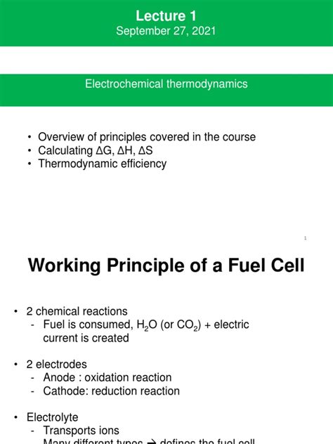 Lecture 1 Slides Pdf Electrochemistry Gibbs Free Energy