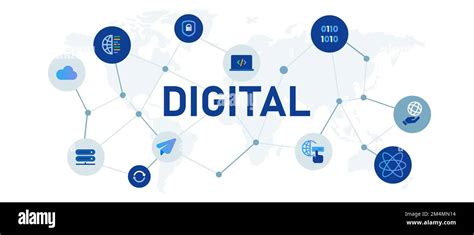Digital Technology Bit Code Concept Illustrated Interconnected Blue