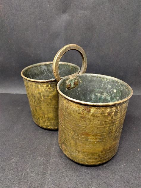 Antique Brass Vegetable Pot Old Hand Crafted 2 Container Pot Etsy