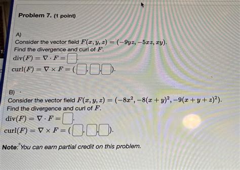 solved problem 7 1 point 1 a consider the vector field
