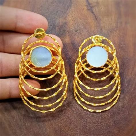 Brass Golden Natural Stone Earring At ₹ 154pair In Mumbai Id