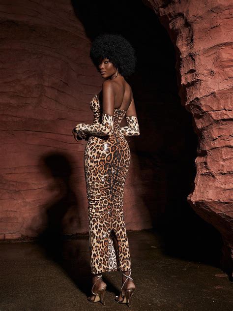 Peyton Strapless Leopard Sequin Maxi Dress Mew Mews Fashion