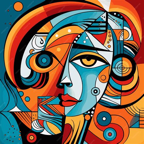 Premium Vector Women Face In The Style Of Picasso Cubism Woman