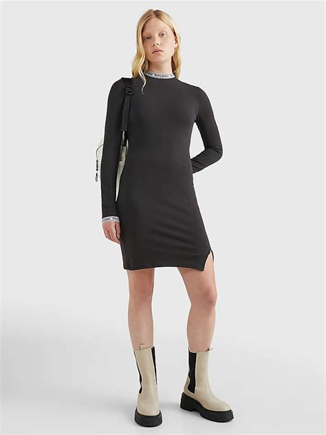 Bodycon Kleid Mit Logo Tape Schwarz Tommy Hilfiger