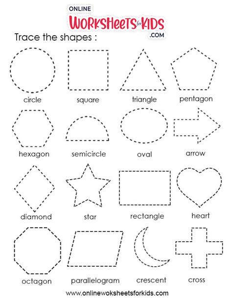 Tracing Shapes Worksheets