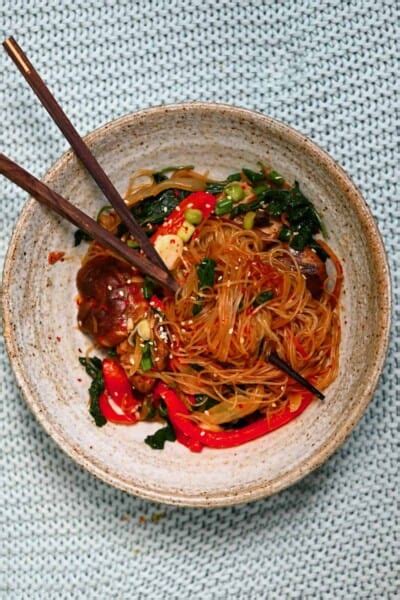 Japchae Korean Glass Noodles Veggie Japchaechapchae Alphafoodie