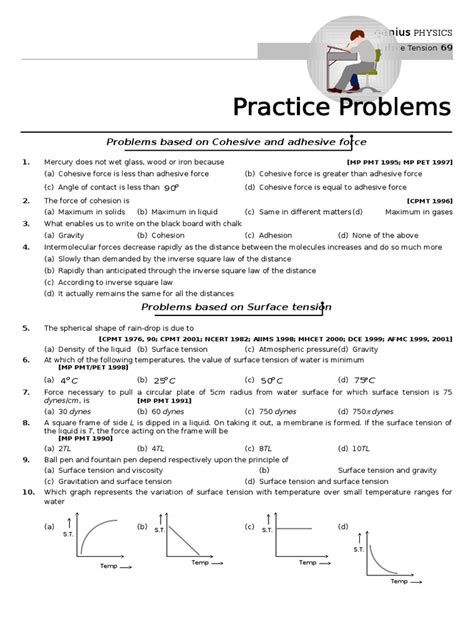 09 surface tension practice problem 1 surface tension drop liquid