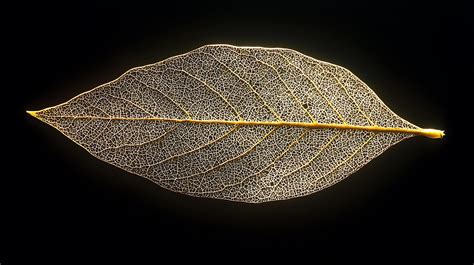 Delicate Skeletonized Leaf Illuminated Against A Stark Black Background