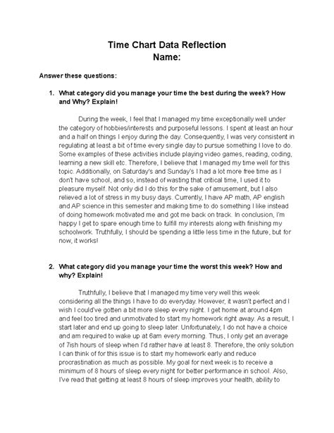 Time Chart Data Reflection Time Chart Data Reflection Name Answer