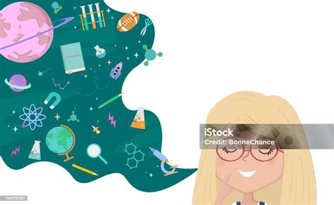 回到學校插圖與學生和思想泡沫與不同的教育圖示和空間與行星向量圖形及更多一組物體圖片 一組物體 人 人體 Istock