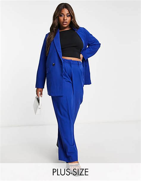 Vero Moda Curve Tailored Suit Wide Leg Pants In Colbalt Blue Asos