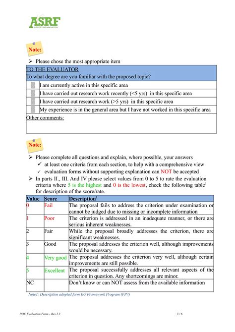 Asrf Poc Evaluation Form Doc