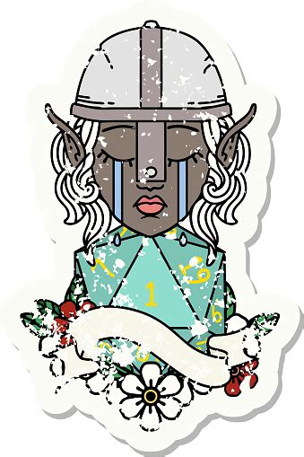 울고 있는 엘프 파이터 캐릭터의 얼굴과 자연스러운 D20 롤 일러스트레이션 군용헬멧에 대한 스톡 벡터 아트 및 기타 이미지 군용헬멧 굴리기 꼬마 요정 Istock