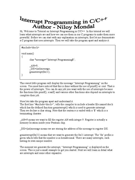 Interrupt Programming Pdf Central Processing Unit Computer Programming