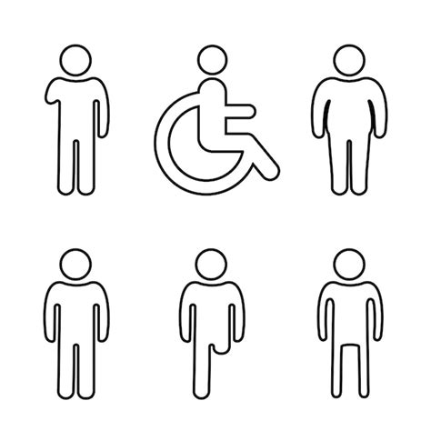 Conjunto De Iconos De Personas Con Discapacidad Ilustración Vectorial