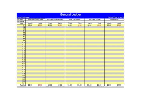 Free Printable General Ledger Templates Word And Excel And Pdf Small Business