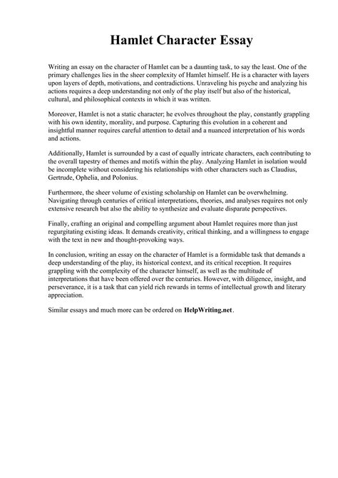 Hamlet Character Essay Newberry College Pdf