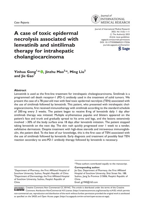 Pdf A Case Of Toxic Epidermal Necrolysis Associated With Lenvatinib