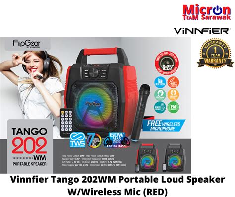 Vinnfier Tango 202wm Portable Loud Speaker W Wireless Mic Red