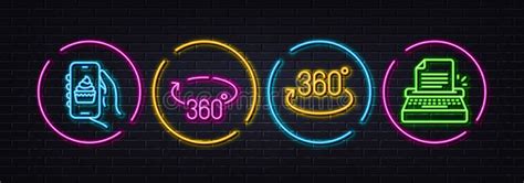Full Rotation 360 Degrees And Food App Minimal Line Icons For Web Application Printing Neon