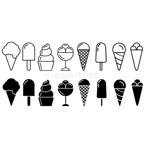 Ice Cream Vector Icon Set Waffle Cone Illustration Sign Collection