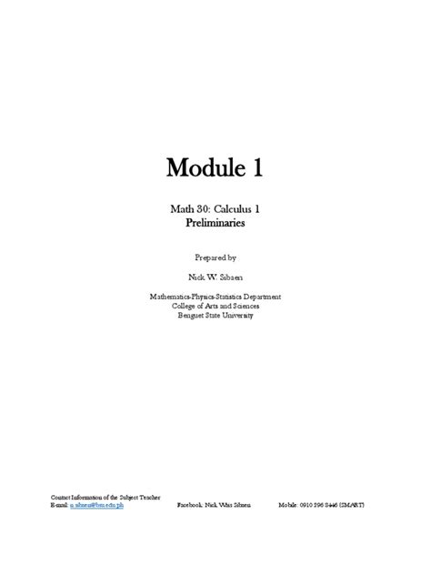 Module 1 Calculus 1 Preliminaries Pdf Function Mathematics