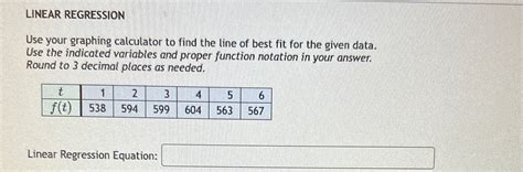 solved linear regressionuse your graphing calculator to find