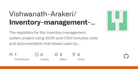 GitHub Vishwanath Arakeri Inventory Management System The Repository