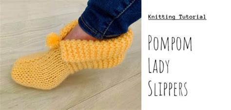 Knit Pompom Lady Slippers
