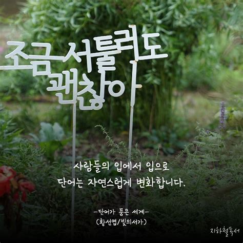 지하철 사람들의 입에서 입으로 단어는 자연스럽게 변화합니다 단어가 품은 세계 황선엽빛의서가 사람들의 입을 통해