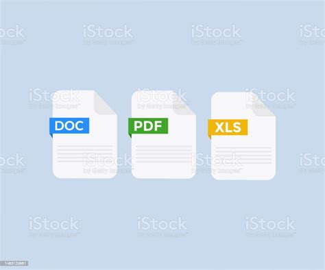 문서 파일 아이콘입니다 Doc Pdf Xls 아이콘입니다 파일 형식 플랫 아이콘입니다 파일 및 문서 확장명 Ui에 대한