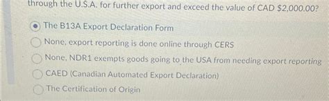 Solved Through The U S A For Further Export And Exceed The Chegg Com