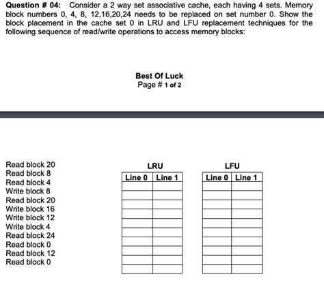 Solved Question 04 Consider A 2 Way Set Associative