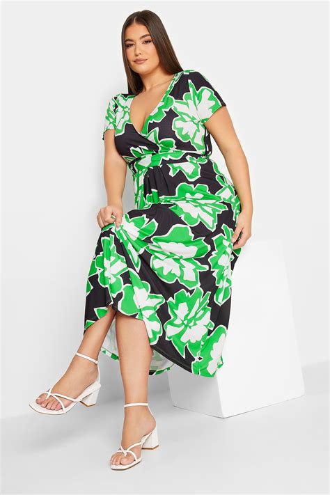 Yours Curve Black Floral Print Wrap Front Midaxi Dress Yours Clothing