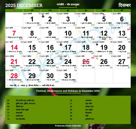 Hindu Calendar 2025 Festivals Holidays 2025