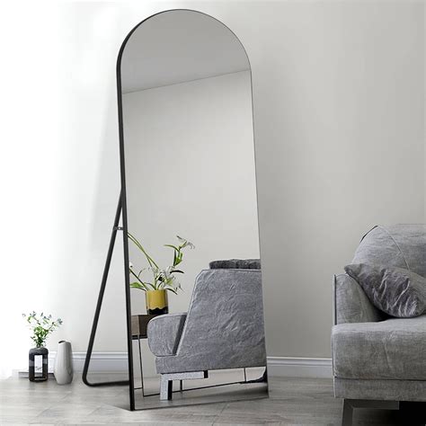 65 X22 Arched Full Length Mirror Floor Mirror With Stand Black