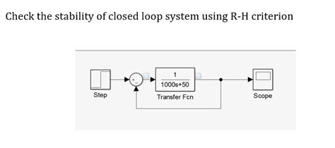 Solved Check The Stability Of Closed Loop System Using R H Chegg