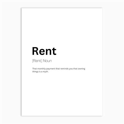 Rent Definition Meaning 1 Art Print By Kaigozen Fy