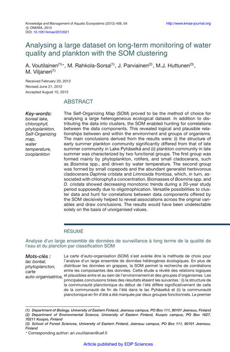 pdf analysing a large dataset on long term monitoring of water