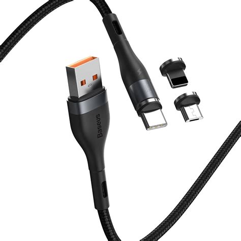 Cable Baseus Fast 4w1 Usb To Usb C Lightning Micro 3a 100 Cm Black