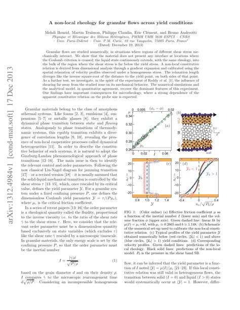 Pdf Probing The Non Local Rheology For Granular Flows With A Second