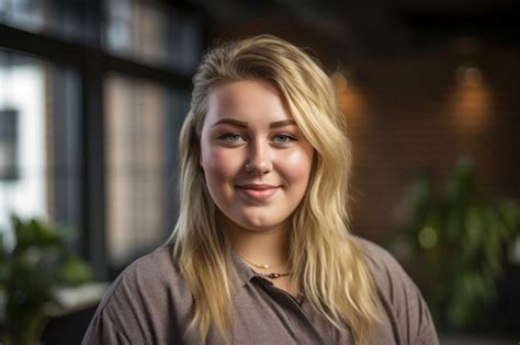 Premium Photo A Woman With Blonde Hair Smiling For The Camera