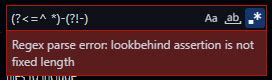 Irregularity Regex Parse Error Lookbehind Assertion Is Not Fixed
