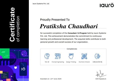 Pratiksha Chaudhari On Linkedin Consultant1 Certification Aiml