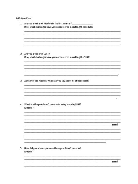 Fgd Questions Pdf Applied Psychology Learning