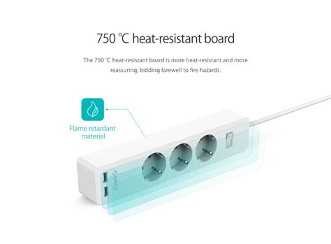 ORICO 5 AC Outlets 2 USB Ports Power Strip with Adhesive Board
