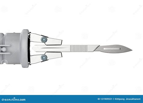 Robot Hand Holding Scalpel Or Surgery Knife Stock Illustration