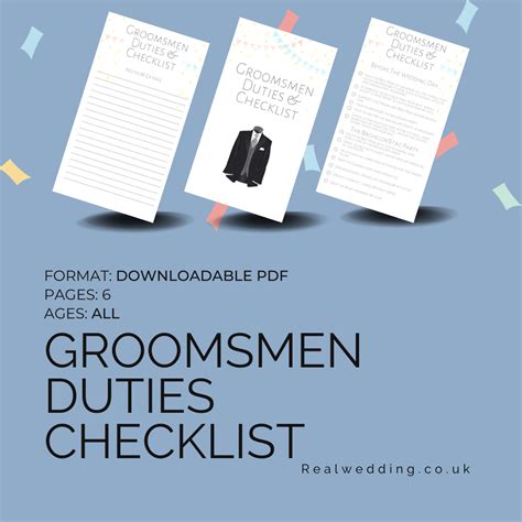 Printable Groomsmen Duties Checklist Real Wedding