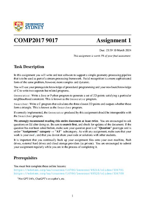 Assignment 1 Description COMP2017 9017 Assignment 1 Due 23 59 10