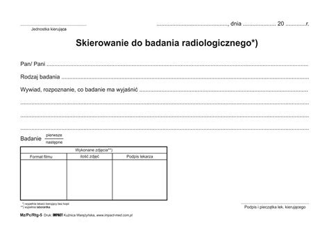 MzPcRtg 5 Skierowanie Do Badania Rtg